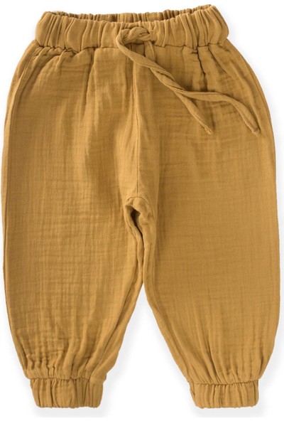 Cigit Geniş Kesim Müslin Harlem Pantolon 1-8 Yaş Hardal Sarı