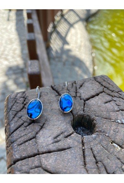 Nsa Silver Okyanus Sedefi Taşlı Gümüş Küpe 925 Ayar