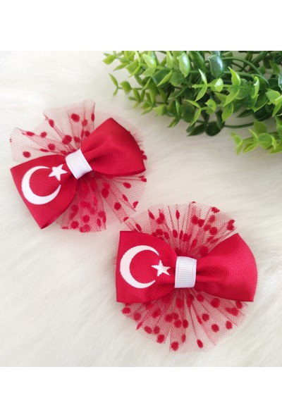 Pukka Toka Ayyıldız Türkbayrağı Kurdele Kız Çocuk Saç Tokası