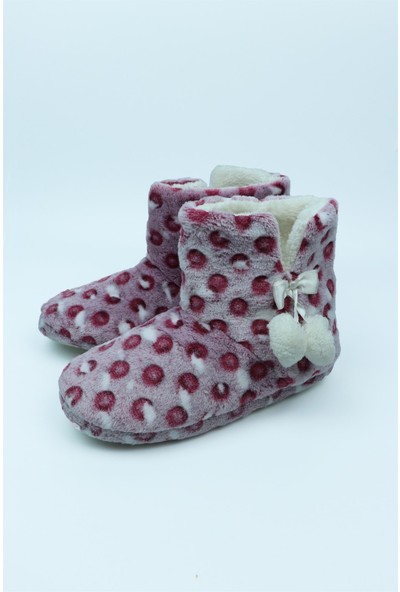 Obje Bordo Puantiyeli Kadın Ev Botu