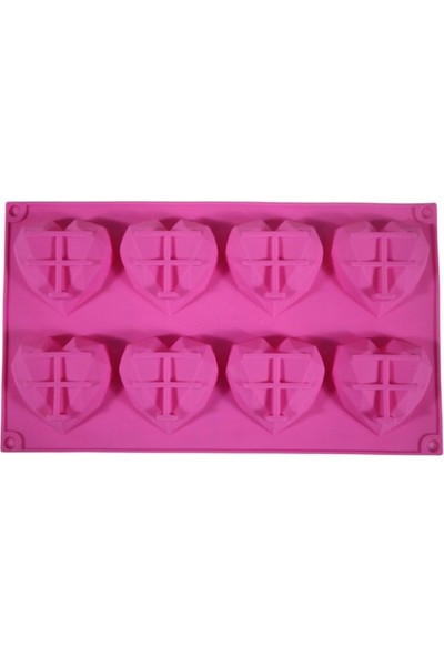 Kalp Desenli 8'li Muffin Silikon Kek Kalıbı KM-1483 Kalp Desenli 8'li Muffin Silikon Kek Kalıbı KM-1483
