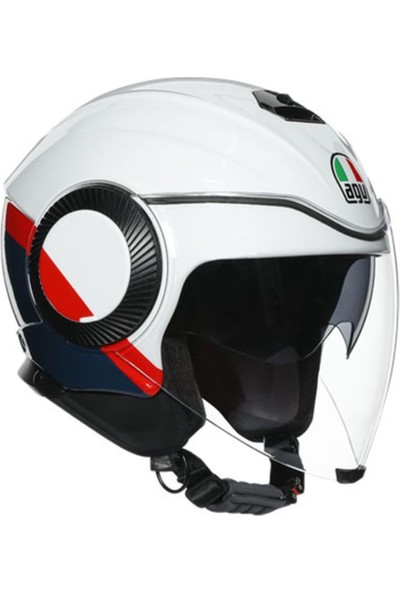 Agv Orbyt Multi Block Pearl White Ebony Red Açık Kask Agv Orbyt Multi Block Pearl White Ebony Red Açık Kask