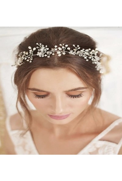 Kadın Beyaz Kristal Incili Gelin Saç Aksesuarı-Gelin Tacı Kadın Beyaz Kristal Incili Gelin Saç Aksesuarı-Gelin Tacı