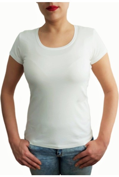Shebagg Viskon Beyaz Düz Tişört