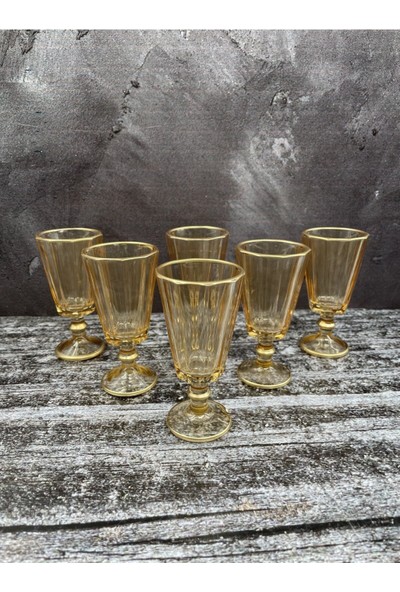Yz Home 6'lı Flüt Bal Rengi Gold Yaldızlı Kahve Yanı Su Bardağı Yz Home 6'lı Flüt Bal Rengi Gold Yaldızlı Kahve Yanı Su Bardağı