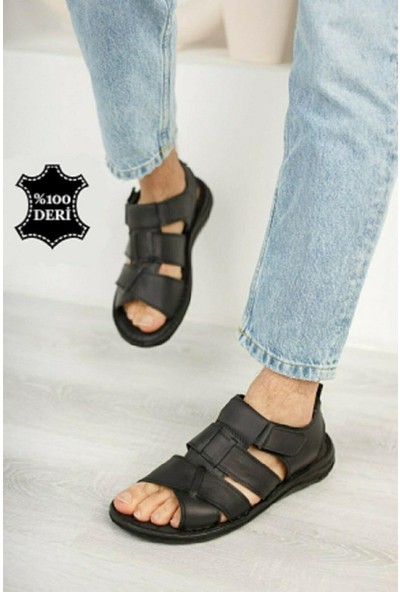 Obucca Hakiki Deri Yumuşak Taban Erkek Sandalet