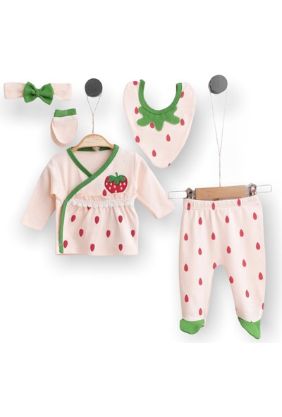 Kız Bebek Çilekli 5'li Hastane Çıkış Set