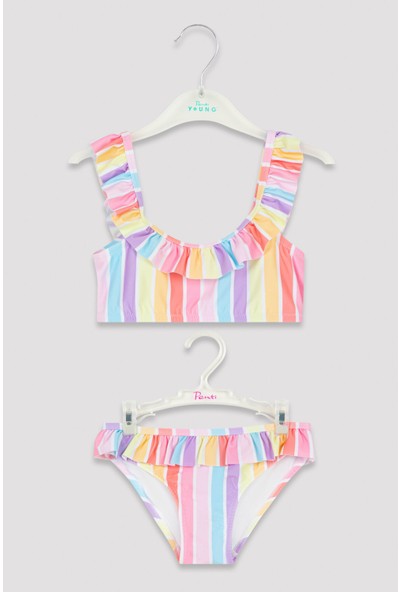 Penti Çok Renkli Kız Çocuk Stripe Halter Bikini Set
