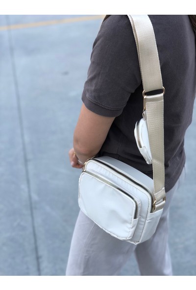 Minik Cüzdanlı Saten Kumaş Çanta