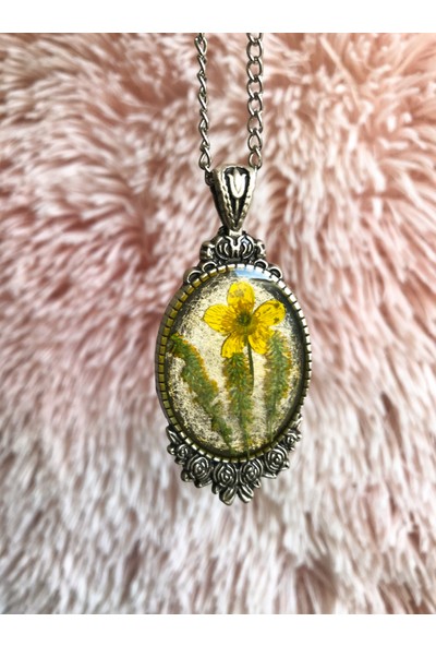 Gümüş Kaplama Bahar Bahçesi Sarı Çiçek Kolye