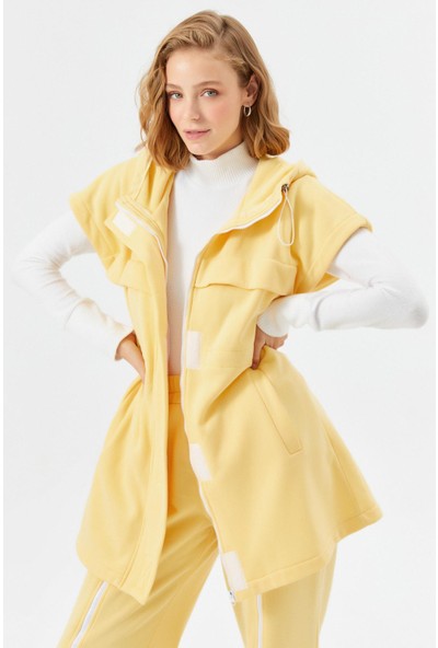 Muni Muni Polar Dokulu Kapüşonlu YELEK-SARI-50449 Muni Muni Polar Dokulu Kapüşonlu YELEK-SARI-50449