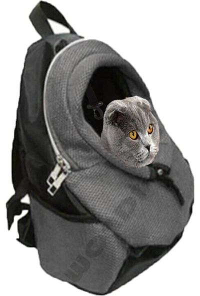 Ana Kucağı Kanguru Tip Kedi Köpek Sırt Taşıma Çantası Gri
