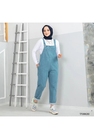 Dark Lavish Kadın Mavi Denım Jean Bahçıvan Salopet Tulum Dark Lavish Kadın Mavi Denım Jean Bahçıvan Salopet Tulum