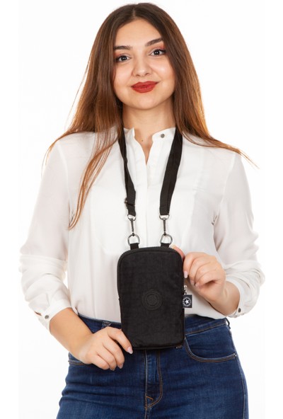 Bayan Günlük Yürüyüş Çantası Boyun Askılı Çanta Krinkıl Kumaş Çapraz Çanta