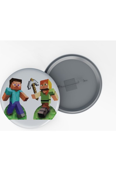 Zobar Markt Minecraft Karakterler İğneli Rozet 50 mm