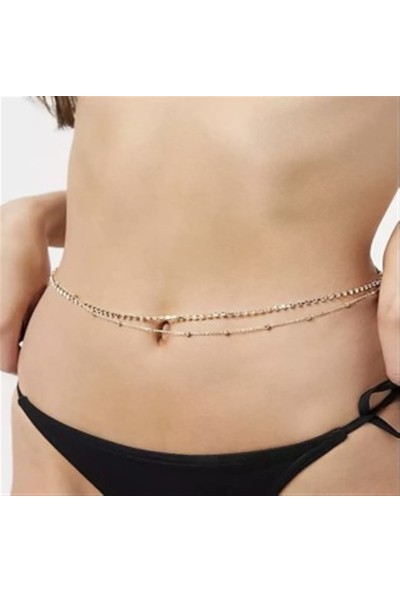 Misboho Gümüş Renk ve Kristal Taşlı Çift Katlı Bel Aksesuarı SETIMSBH100112600