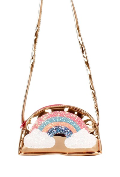 Gudu Bags Kız Çocuk Gold Yumuşak Hologram Gökkuşaklı Omuz Çantası