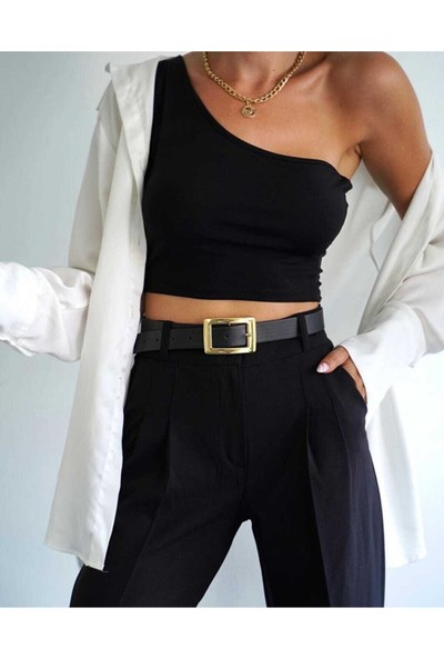 Spor Kemer Kadın Gold Dikdörtgen Tokalı Kemer