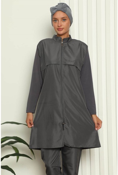 Moda Çizgi Tam Tesettür Pantolonlu Mayo 31035 Moda Çizgi Tam Tesettür Pantolonlu Mayo 31035