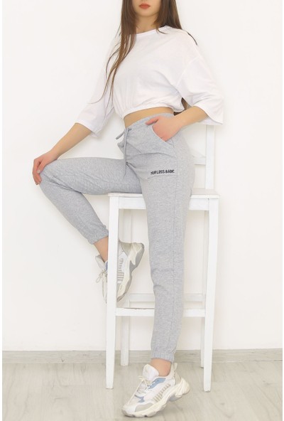 Nakış Yazılı Eşofman Altı Gri - 550043.1577. Nakış Yazılı Eşofman Altı Gri - 550043.1577.