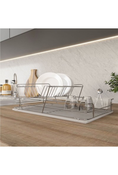 Suntel İki Katlı Tabaklık Bulaşıklık Krom+ Beyaz Tepsi SM005-C Suntel İki Katlı Tabaklık Bulaşıklık Krom+ Beyaz Tepsi SM005-C