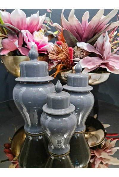 Homelet Dekoratif 3'lü Seramik Şah Küp