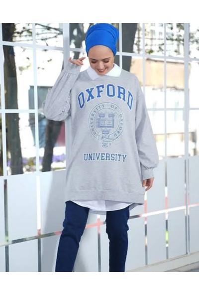 Oxford Yazılı Baskılı Sweat Tunik
