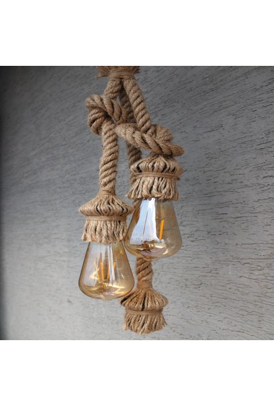 Home Retro Halatlı Rustik Eskitme 3'lü Sarkıt Avize Home Retro Halatlı Rustik Eskitme 3'lü Sarkıt Avize