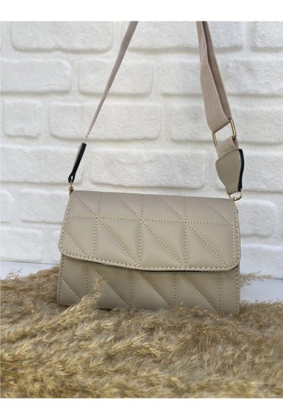 Krem Purse Kolon Askılı Kadın Omuz Çantası