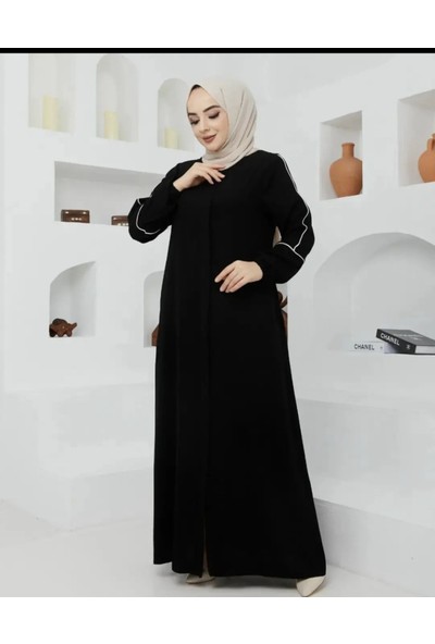 Zewahir Fashion Siyahkollar Biyeli Spor Yazlık Ferace Zewahir Fashion Siyahkollar Biyeli Spor Yazlık Ferace