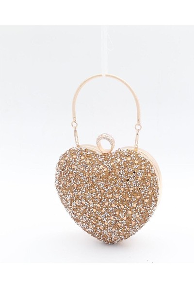 Michael Polo Kadın Gold Kristal Kalp Abiye Çanta
