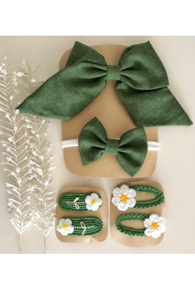 Atelier Efdal Anne Kız Bebek Fiyonk Toka Örgü Toka Kombini Örgü Çıtçıt Toka