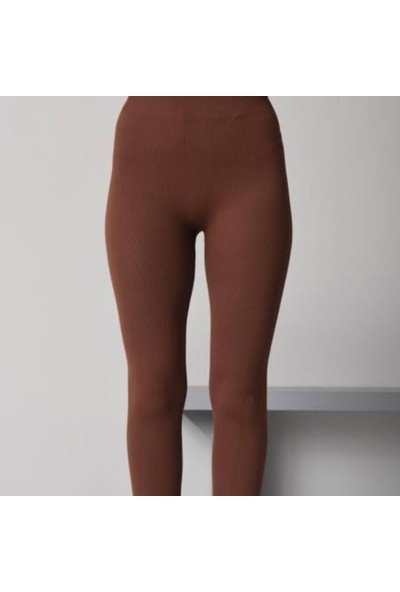 Kahverengi Fitilli Tayt Fitilli Dikişsiz Tayt Kahverengi Fitilli Tayt Fitilli Dikişsiz Tayt