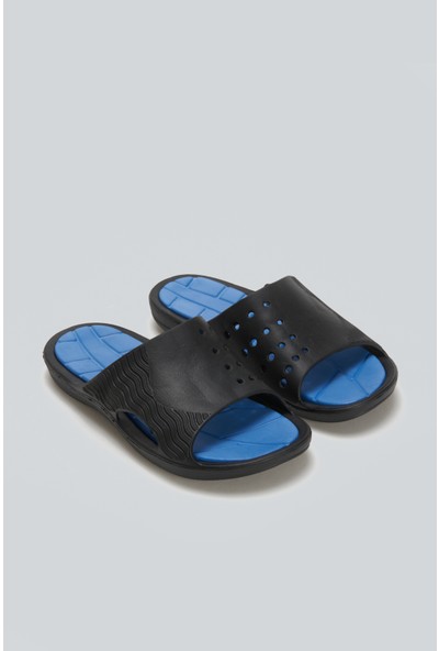 Siyah-Mavi Tek Bantlı Terlik