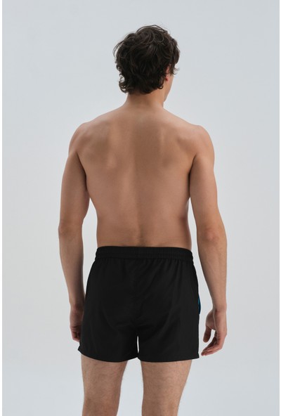 Dagi Siyah - Turkuaz Mıcro Kısa Düz Şort