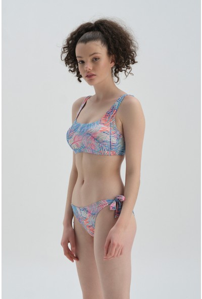 Pembe-Mavi Bağcıklı Bikini Alt