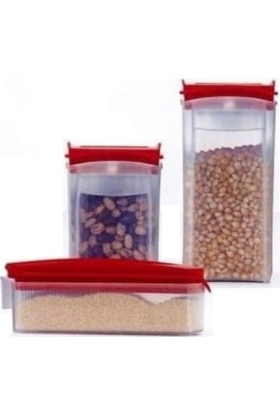 Tupperware Oval Dizayn 3'lü Kuru Gıda Saklama Kabı 350-1-1.6 Hsgl Tupperware Oval Dizayn 3'lü Kuru Gıda Saklama Kabı 350-1-1.6 Hsgl