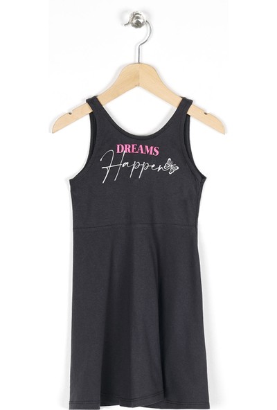 Zepkids Kız Çocuk Regular Fit Dream Baskılı Kolsuz Elbise