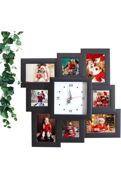 Tr Hediye Doğum Günü & Özel Günler Saatli 8 Fotoğraflı Siyah Fotoğraf Çerçevesi Tr Hediye Doğum Günü & Özel Günler Saatli 8 Fotoğraflı Siyah Fotoğraf Çerçevesi