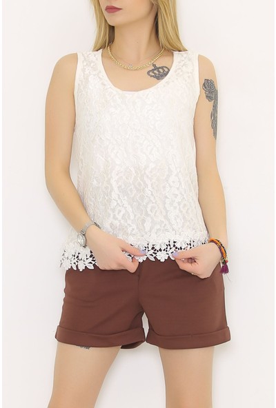 Dantelli Bluz Beyaz