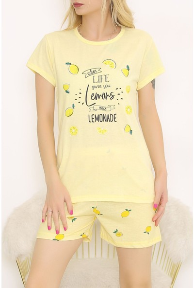 Şortlu Pijama Takımı Sarıdesenli - 390.1287.