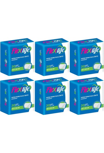 Flexi Life Hasta Alt Açma Yatak Koruyucu Örtü 60*90 cm Klasik 180 Adet (6pk*30)