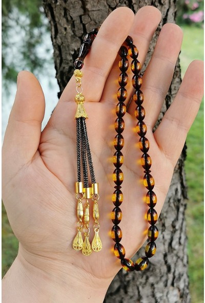 Atöyle Sanatım Sürmeli Arpa Kesim Toz Kehribar Tesbih