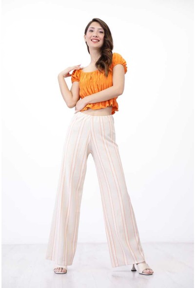 Modaline Çizgili Salaş Pantolon