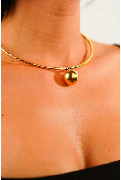 Karışık Cadde Gold Renk Küre Kolye