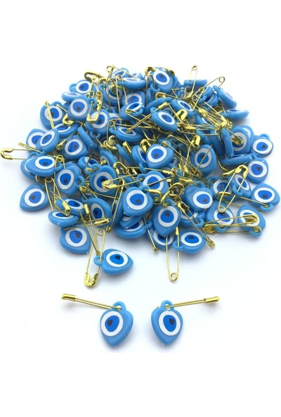 Nazar Boncuğu Iğneli (1PAKET100 Ad) Bebe Mavi