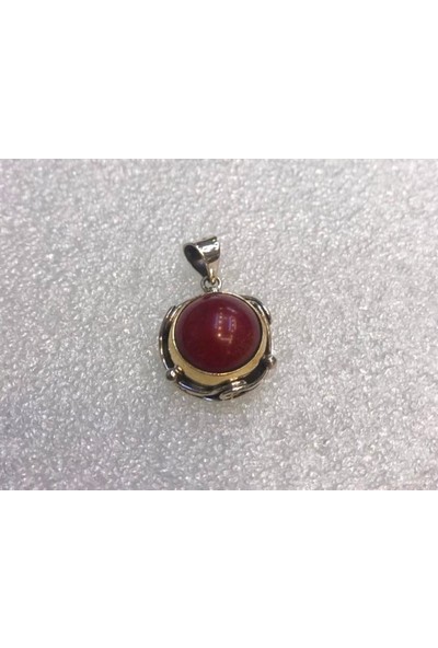 Mercan Taşlı 925 Ayar Gümüş Kolye Ucu