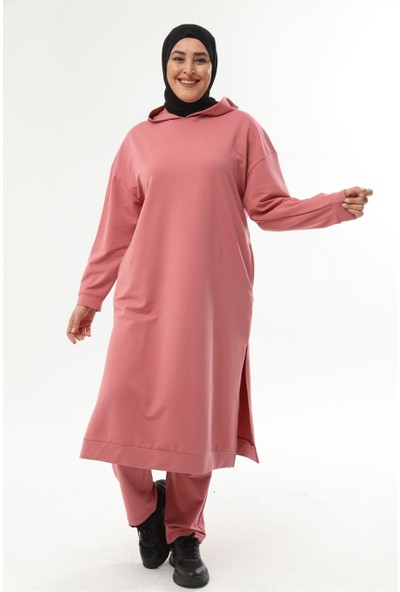 Bwest Kapüşonlu Büyük Beden Eşofman Takım Gül Kurusu (11038-016) Bwest Kapüşonlu Büyük Beden Eşofman Takım Gül Kurusu (11038-016)