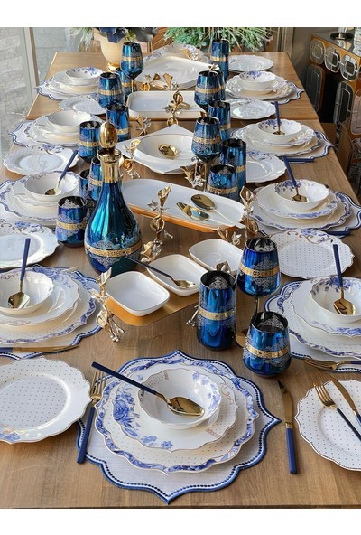 Rossev Yemek Takımı Blue Violet 199 Parça 12 Kişilik Rossev Yemek Takımı Blue Violet 199 Parça 12 Kişilik