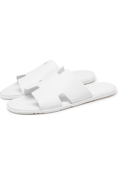 Guanshou Erkek Deri Terlik - Beyaz (Yurt Dışından)